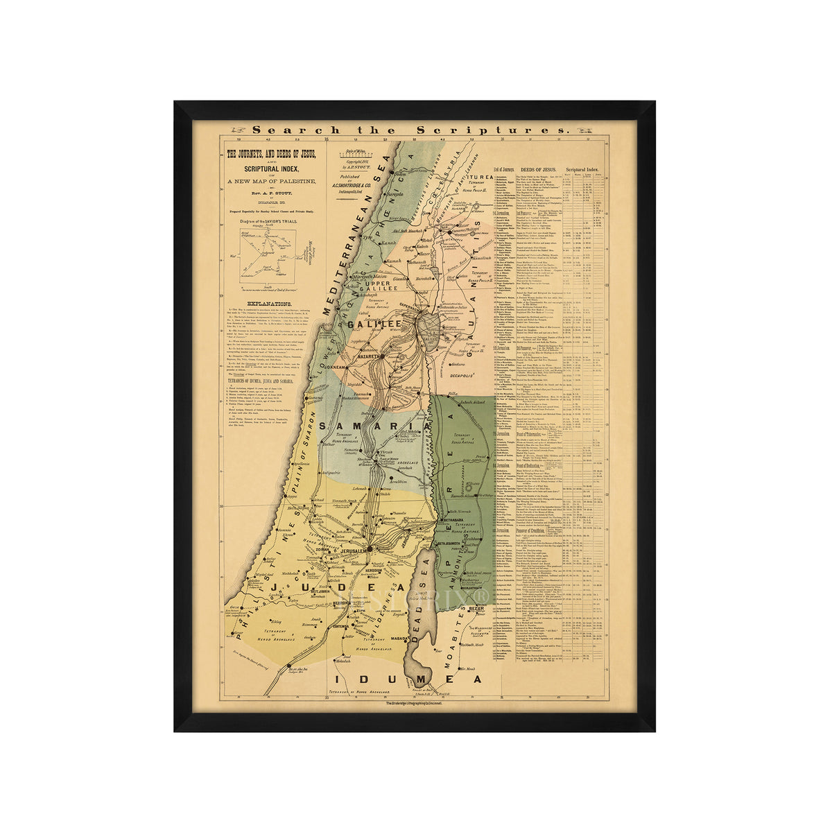 1881 Journeys and Deeds of Jesus Framed Wall Art – Historic Prints